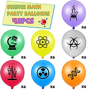 66 Pieces Science Birthday Party Decorations 42 Pieces Science Themed Balloons Math Latex Balloons 24 Pieces Science Hanging Swirls Chemistry Laboratory Streamers Decorations for Lab School Classroom