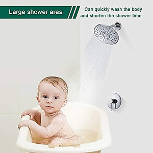 Aihom Shower Faucet Chrome Shower Head Set, Single Handle Brass Rough-in Valve Shower System with Shower Arm and 8-Inch Touch-Clean Shower-head Shower Trim Kit