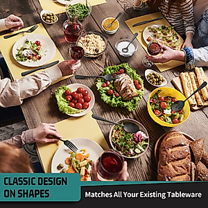 Hiware Matte Black Silverware Set with Serving Utensils for 8, Food Grade Stainless Steel Flatware Cutlery Set for Home and Restaurant, Fork Spoon Knife Set, Hand Wash Recommended