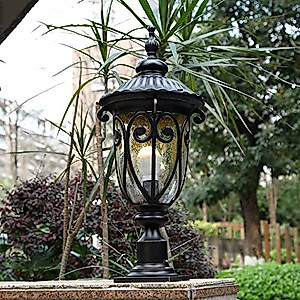MODEBHD European Column Lamps E27 Pillar Lamp Outdoor Glass Floor Lamp Bottom Light Die-cast Aluminum Column Light IP55 Waterproof Pillar Post Light Garden Decoration Park Fence Garden Villa Lighting