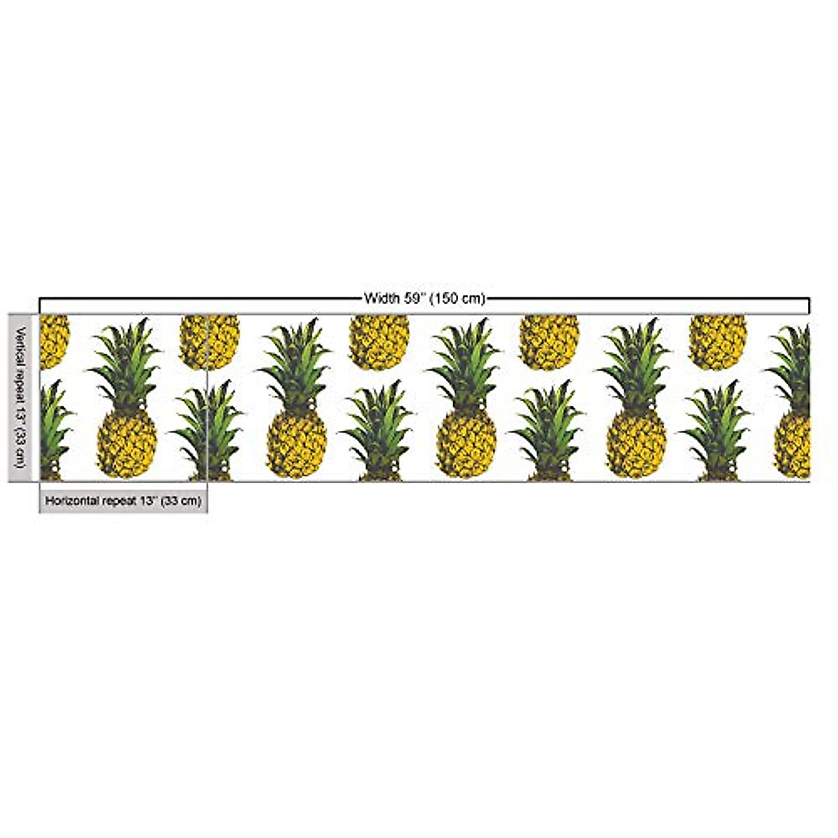 Lunarable Pineapple Fabric by The Yard, Pineapple Illustration Gourmet Holidays Getaway Palm Trees Art, Decorative Fabric for Upholstery and Home Accents, 3 Yards, Mustard White