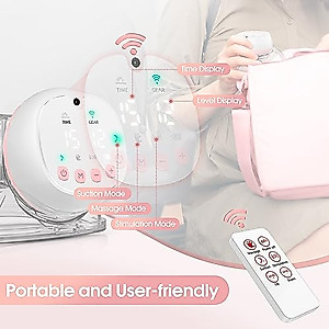 Hands Free Breast Pump, Electric Breast Pumps, 12 Levels 3 Modes Double Wearable Breastpump, Portable 1200mAH, LCD, Quiet and Painless, Leak-Proof 140° Silicone, Comfortable Breastfeeding Necessities