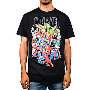 Marvel Avengers Guardians of The Galaxy Team Up All Time Men's Adult Graphic Tee T-Shirt (Black,Large)