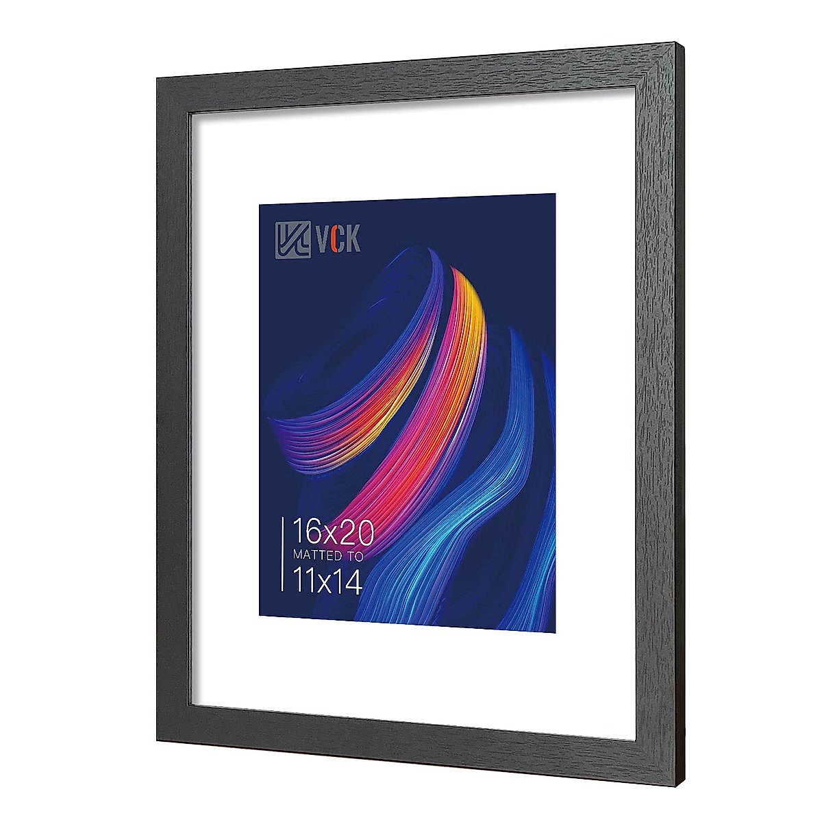 VCK 16x20 Picture Frame Set of 2 Display Pictures 11x14 with Mat or 16x20 Without Mat, Wall Gallery Poster Frames,Horizontal and Vertical Formats Black
