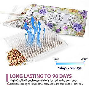 Telanshare 4 Packs(Rose+Jasmine) Mite/Moth Repellent Bag for Drawer & Closet, Natural Sachet Bag, 90 Days Extended Protection