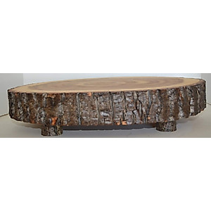 Log Slice Slab for Cake Stand, Cutting Board, Food Serving or Center Piece With Bark