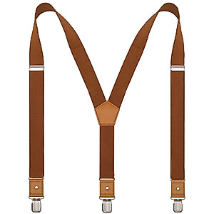 ZXEROYM Suspenders for Men Adjustable Y Back Elastic with Strong Clips Brown