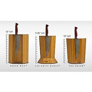 360KB MAX ™ - magnetic rotating knife block - w/top slots, capaciy for 20+ knives - largest in the 360 Knife Block ® family. (Honey Bamboo)