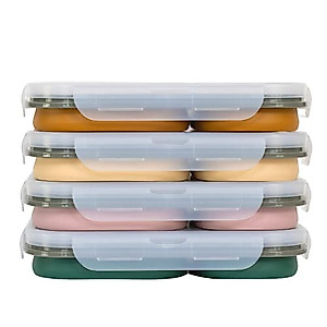 ModernHome Maven Silicone - Collapsible - BPA Free - Leak Proof - 2 Compartments - Lunch Box - Storage Container - Bento Box - Dishwasher, Microwave Safe - Mauve Beige -1PC