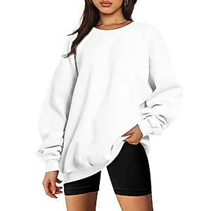 Trendy Queen Sweatshirts for Women Hoodies Oversized Crewneck Tops Sweaters Comfy Fall Winter Outfits Clothes 2025 Fashion White XL
