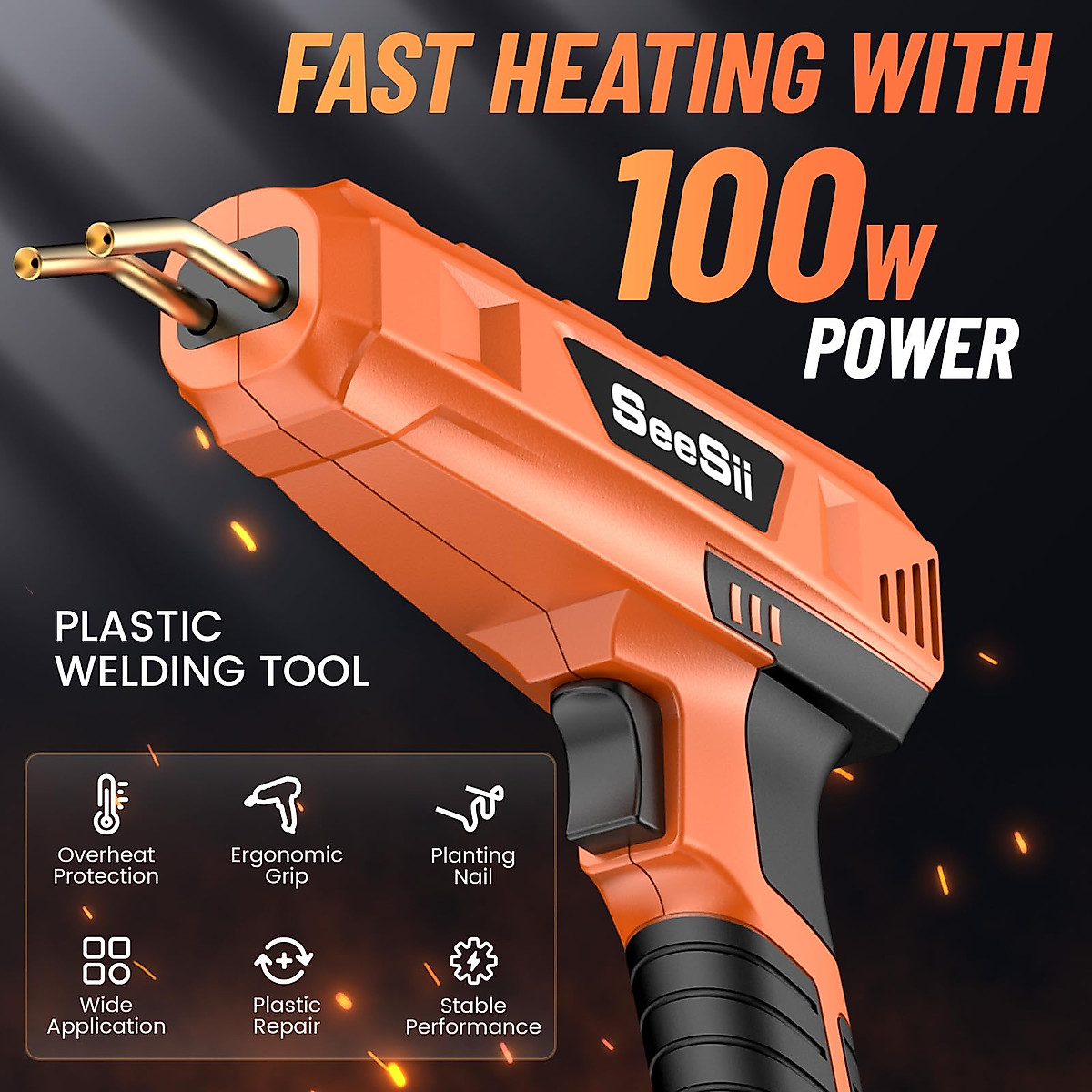 Plastic Welding Kit, Seesii 50W Mini Plastic Welder Handheld Plastic Welding Tools Kit Repair Automotive with 4 Types of Staples for Plastic Welding Machine Gun Car Bumper Crack Repairing