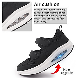 Women's Comfortable Working Nurse Shoes Non-Slip Adjustable Breathable Walking Buffer Fitness Casual Nursing Orthotic Lightweight Shoes Black US/8