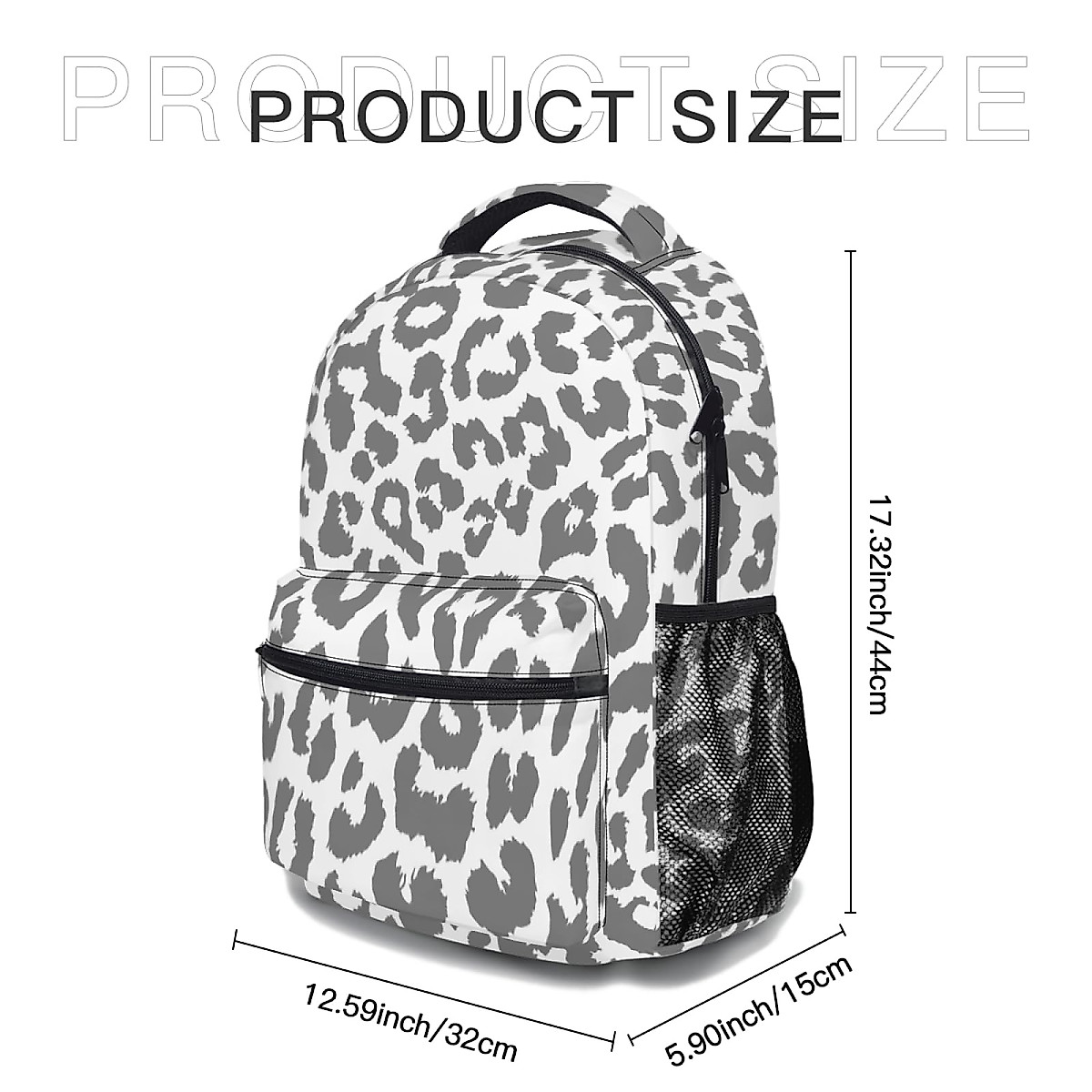 Nerxy Snow Leopard Backpack for School - Cheetah Spots School Backpack White White Grey Animal Skin School Bag Laptop Book Bag Fits 14 Inch Laptop Rucksack Daypack