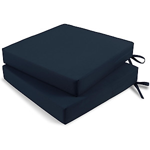 Tromlycs Outdoor Cushions for Patio Furniture Chair Cushions Set of 2 Seat 19x19 Inch Waterproof Outside Square with Ties Navy Blue