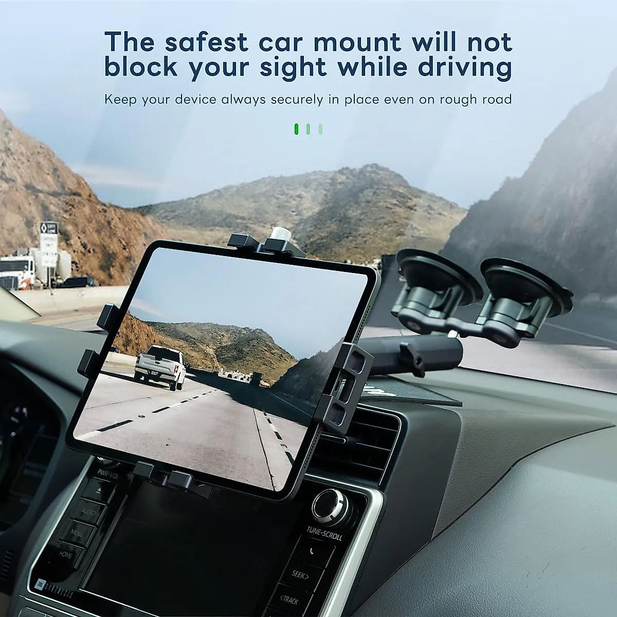 FANAUE Tablet Holder for Car with Ball Head, Lightweight Design, 360 Rotatable Ipad Mount - for Your Windshield, Dashboard, or Desk,Compatible with All 8"-12.9" Tablets (iPad Mini, iPad Pro 12.9)