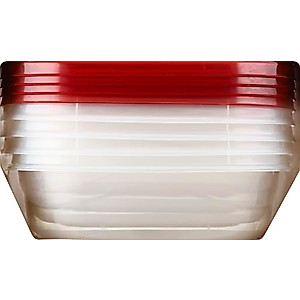 Rubbermaid TakeAlongs 2.9-Cup Square Food Storage Containers, 4-Pack, Chili Red