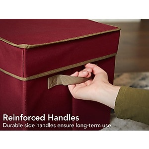 Covermates Keepsakes - Storage Box - Heavy Duty Polyester - Reinforced Handles - ID Window - Indoor Storage - Closet Storage, Red