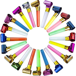 20 Pcs Blowouts Noisemakers Funny Party Blowouts Blow Horns Birthday Party Colorful Noisemakers Whistles Noise Makers for Birthday Sporting Events Graduation Wedding Party Supplies