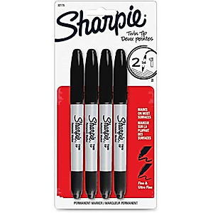 SHARPIE® Twin-Tip Permanent Markers, Black, Pack Of 4