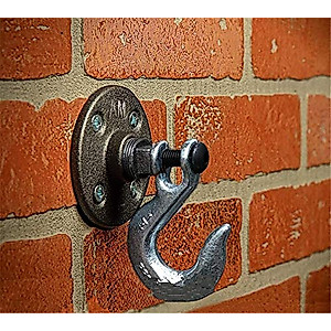 MOOD.SC Towel and Robe Hook Set by Pipe Decor, Heavy Duty DIY Style, Rustic and Chic Industrial Iron Pipe Electroplated Black Finish (1, Heavy Single Hook)