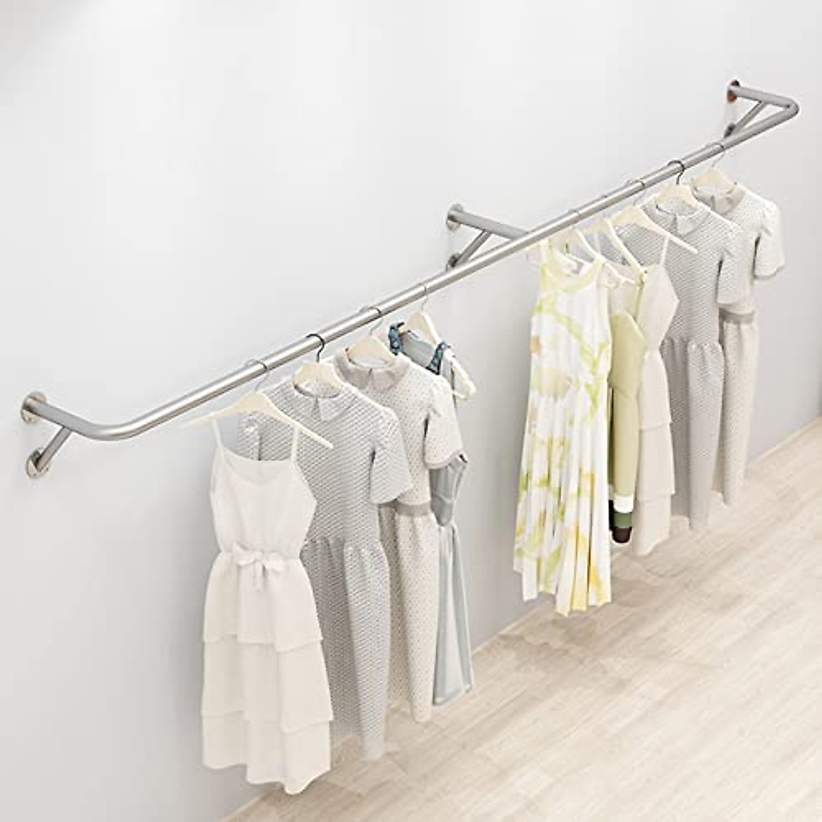 Wall-Mounted Clothing Garment Rack, Modern Simple Clothing Store Display Stand Garment Bar, Multi-purpose Hanging Rod Metal Pipe Clothes Rack, Closet Storage Clothes Organizer Towel Rack Clothes Rai