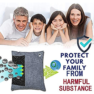 Charcoal bags Odor Absorber Activated Bamboo Charcoal Air Purifying Bag for Home Odor Eliminator Car Air Freshener for Closet Deodorizer Shoe Room Basement Litter Box Pet safe Bag 15Packs×100g