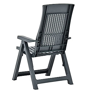 vidaXL 2X Patio Reclining Chair Garden Outdoor Balcony Terrace Lounge Dining Dinner Folding Foldable Seating Bistro Chairs Plastic Green