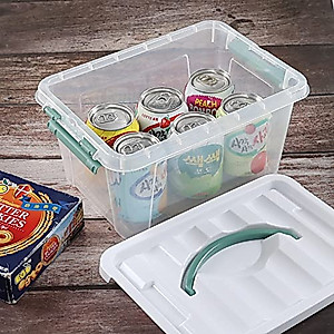 Anbers 5.5 Quart Clear Plastic Box with Lid, 4 Packs Latch Storage Bin