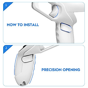 YRXVW Weighted PistoI Grip VR Stock Controller Accessories for Oculus Quest 2, Controller Grips, Enhanced FPS Games Experience Holding Feels, Anti Slip Handle Shell Cover Protector-White