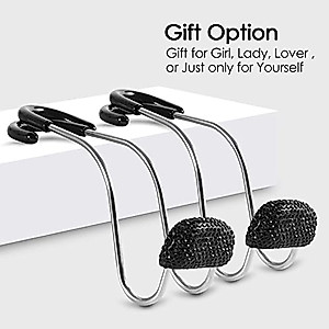 Guoord 【2024 Upgraded】 Car Headrest Hooks Decorations, 2 Pcs Bling Purse Hook Hangers, Auto Hooks Car Hangers and Durable Backseat Holder, Storage Universal for SUV Truck Vehicle (Black)