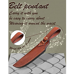 刀苑阁 Fixed Blade Knife Sheath Fits up to 8 Inch Blade,Leather Knife Sheaths Knife Holder Hunting Knife Sheath,Straight Knife Sheath Brown