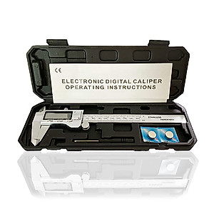 Digital Caliper 6 Inch Stainless Steel Vernier Caliper Digital Electronic Micrometer Caliper Measuring Tool Waterproof Inch/Metric/Fractions Conversion Large LCD Display Auto-Off