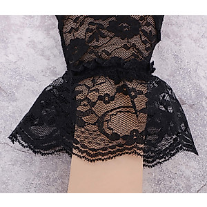 Simplicity Bridal Gloves Lace Wrist Length Special Occasion Wear, Black with Lace Wrist