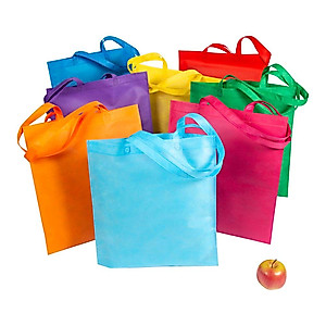 Fun Express Large Reusable Grocery Tote Bag Assortment - Bulk 50 Pack - Shopping, Party Favors, Event Handouts, Gifts, Kid's Birthday, Vacation Bible Study, Easter Bags