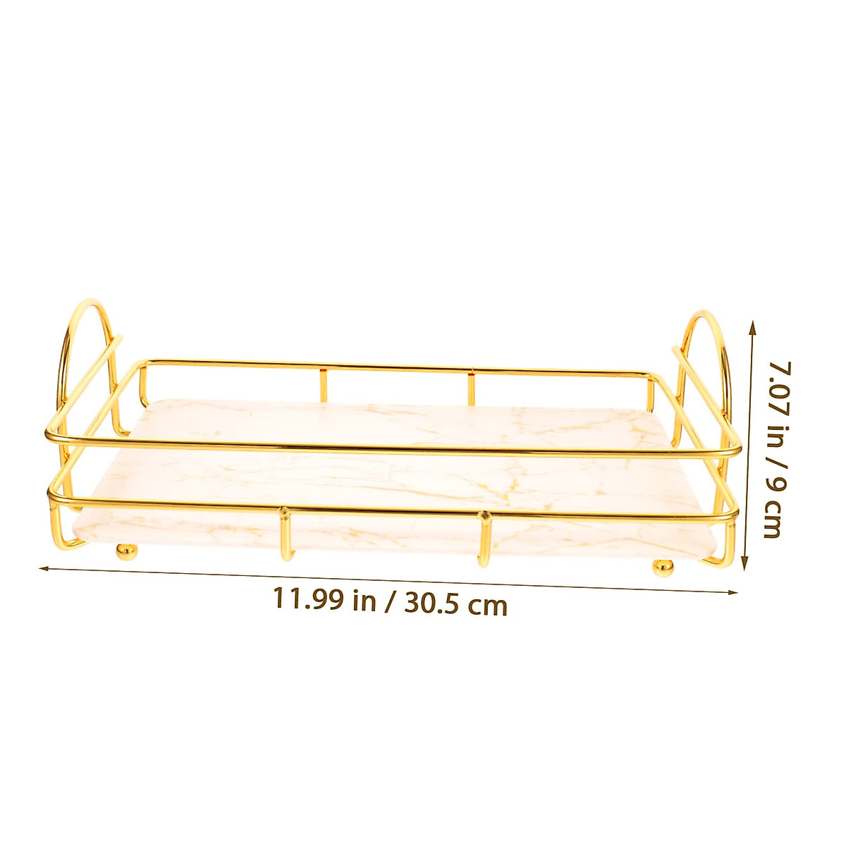 PRETYZOOM Daily Necessities Storage Rack White Serving Tray Gold Dresser Trinket Tray Bathroom Sundries Shelf Cupboard Shelf Perfume Bathtub Trays Dresser Tray Makeup Vanity Desk Alloy
