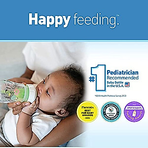 Dr. Brown’s Wide-Neck Baby Bottle Woodland Designer Bottles, 5 oz/150 mL, 2-Pack with HappyPaci Pacifiers and Lovey Holder, Deer