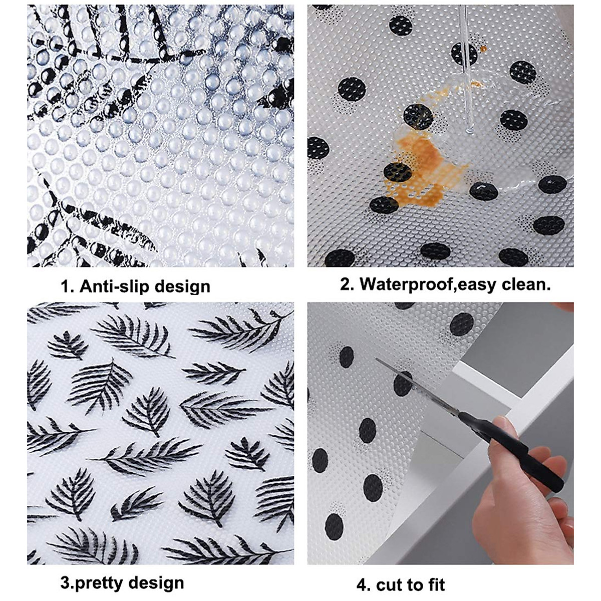 GLOW4U EVA Washable Non Adhesive Shelf Liner for Kitchen Cabinets Bathroom Refrigerator Pantry Closet Dresser Drawer