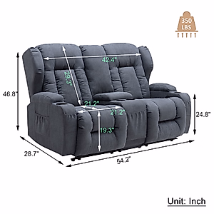 OBBOLLY Home Theater Seating | 67" RV Recliner Loveseat | Double Recliner RV Sofa & Console | RV Recliners | RV Theater Seating | RV Theater Seats | Recliner Couch, Manual Recliner Chair