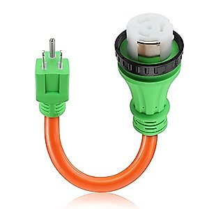 Flameweld RV Adapter Cord - NEMA 5-15P Male to SS2-50R Twist Lock Female, 50 Amp to 15 Amp 110 RV Adapter Cord with Locking Connector, 7500W STW 10/3 AWG RV Generator Cord, UL
