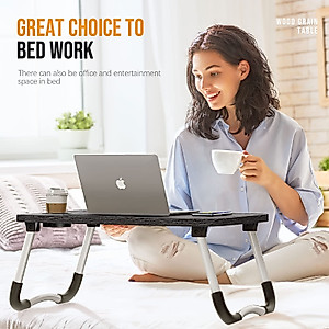 Laptop Bed Desk Lap Tray: Large Portable Foldable laptray Computer bedtray Table for Writing Reading Eating Breakfast XXL lapdesk on Low Sitting Floor or Adult Laying Couch