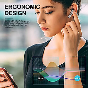 Gledeer Wireless Earbuds,Bluetooth Earbuds in-Ear Headphones with Wireless Charging Case Dual Noise-Cancelling Microphones Waterproof Deep Bass for Sports Games Calls Touch Control