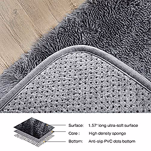 ROSSNY Area Rug, 4 x 5.3 FT Super Soft Rugs for Living Room Non-Slip Shag Rug Area Rugs Fluffy Rug for Bedroom Modern Home Decor Fuzzy Rug Nursery Rug with Carpet Tape for Girls and Boys Room (Grey)