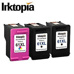 Inktopia 3 Pack Remanufactured Ink Cartridges Replacement for HP 61XL 61 XL (2 Black 1 Tricolor) Used in HP Officejet 4630 4632 4635 Deskjet 1010 2549 2540 3050 Envy 5530 4500 4501 Printer