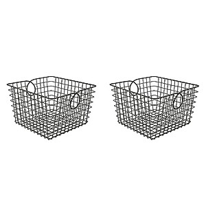 Spectrum Teardrop Wire Large Basket (Industrial Gray) - Storage Bin & Décor for Bathroom, Closet, Pantry, Under Sink, Toy, Shelf, Kitchen, & Nursery Organization (Pack of 2)