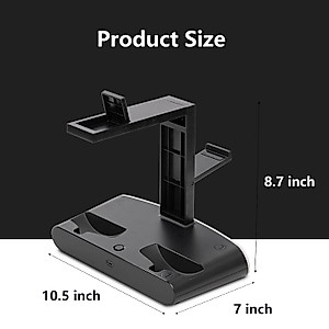 PSVR 2 Charging Station with VR Headset Holder Display Stand,Controller Charging Dock for PS5 VR2 Accessories with Led Indicator, 2 Magnetic Clasp & Type-C Cable