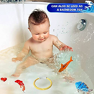 JOINBO Pool-Diving-Toys 27 Pack,Summer Swimming Pool Toys for Kids,Fun Pool Games Sinking Toy Set Includes 3 Diving Sticks,4 Diving Rings,8 Pirate Treasures,6 Fish Toys,6 Shark - Water Toys