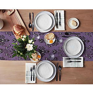 Halloween Table Runner Party Supplies Fabric Decorations for Wedding Birthday Baby Shower 13x70inch Haunted Mansion