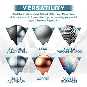 Polar Satin Black Direct to Rust Spray Paint - 2 x 13.5fl oz - Protect and Stop Rust & Corrosion - Primer, Undercoat, Topcoat - Quick Dry Formula - Ideal for Metal, Wood, Plastic and Ceramic Surfaces