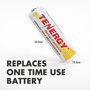 Tenergy AA Rechargeable Battery NiCd 1000mAh 1.2V Battery Pack for Solar Lights, Garden Lights, 12 Pack