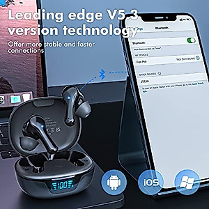 Wireless Earbuds Bluetooth 5.3 Earbuds 50Hrs Playtime, HiFi Stereo in-Ear Earphones with Touch Control and LED Digital Display & CVC 8.0 Noise Cancelling, IPX6 Waterproof Ear Buds for iPhone Android